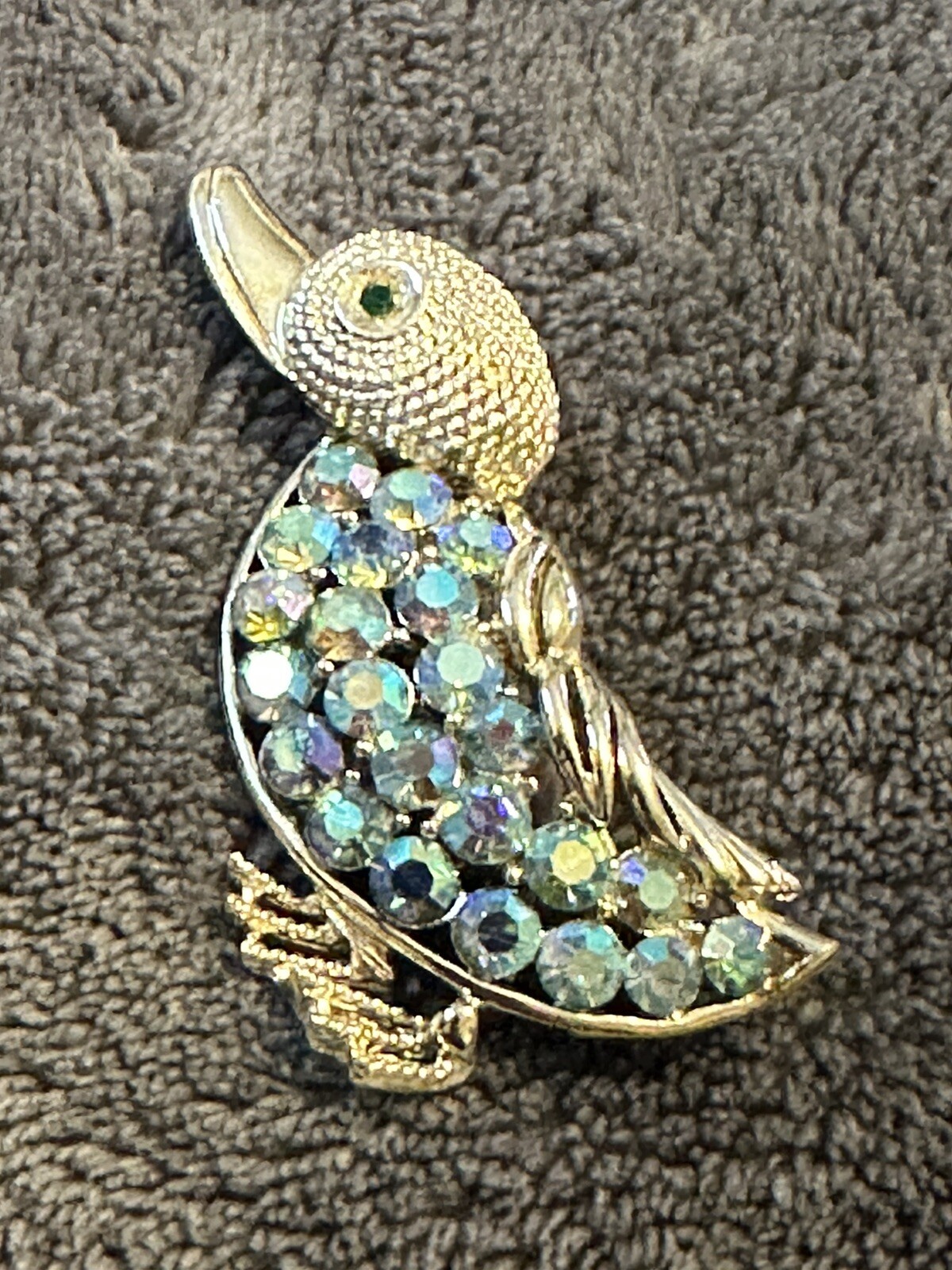 Vintage Signed CORO Duck Pin Brooch Blue Rhinestone B… - Gem