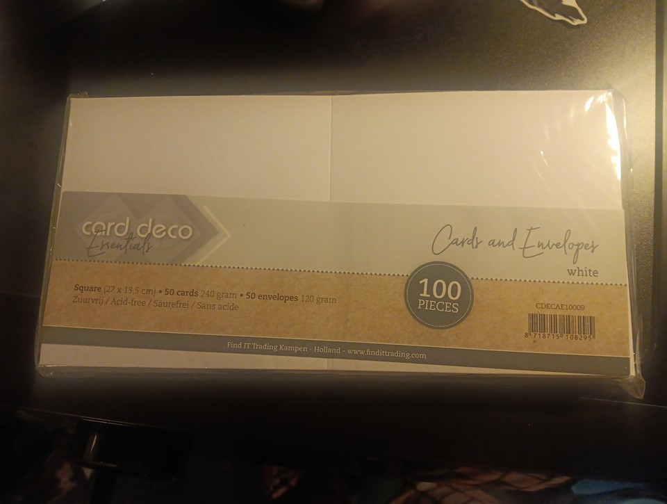 100 PIECES CARDS & ENVELOPES (50 CARDS/50 ENV.) 27X 13.5 CM WHITE CARD ...