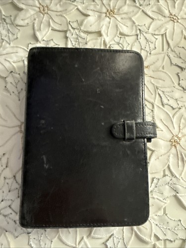 Vintage COACH Small 6 Ring Black Leather Compact Organizer Planner 4x6 ...