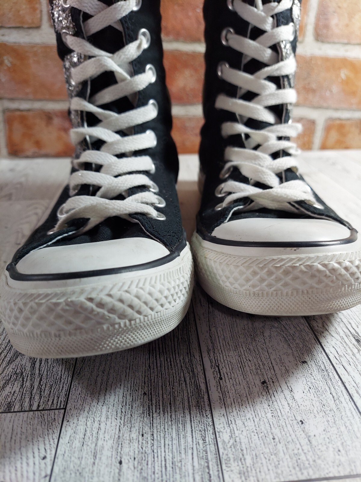 Converse All Star Chuck Taylor XX Tall High Glitter Logo Sneakers Women ...