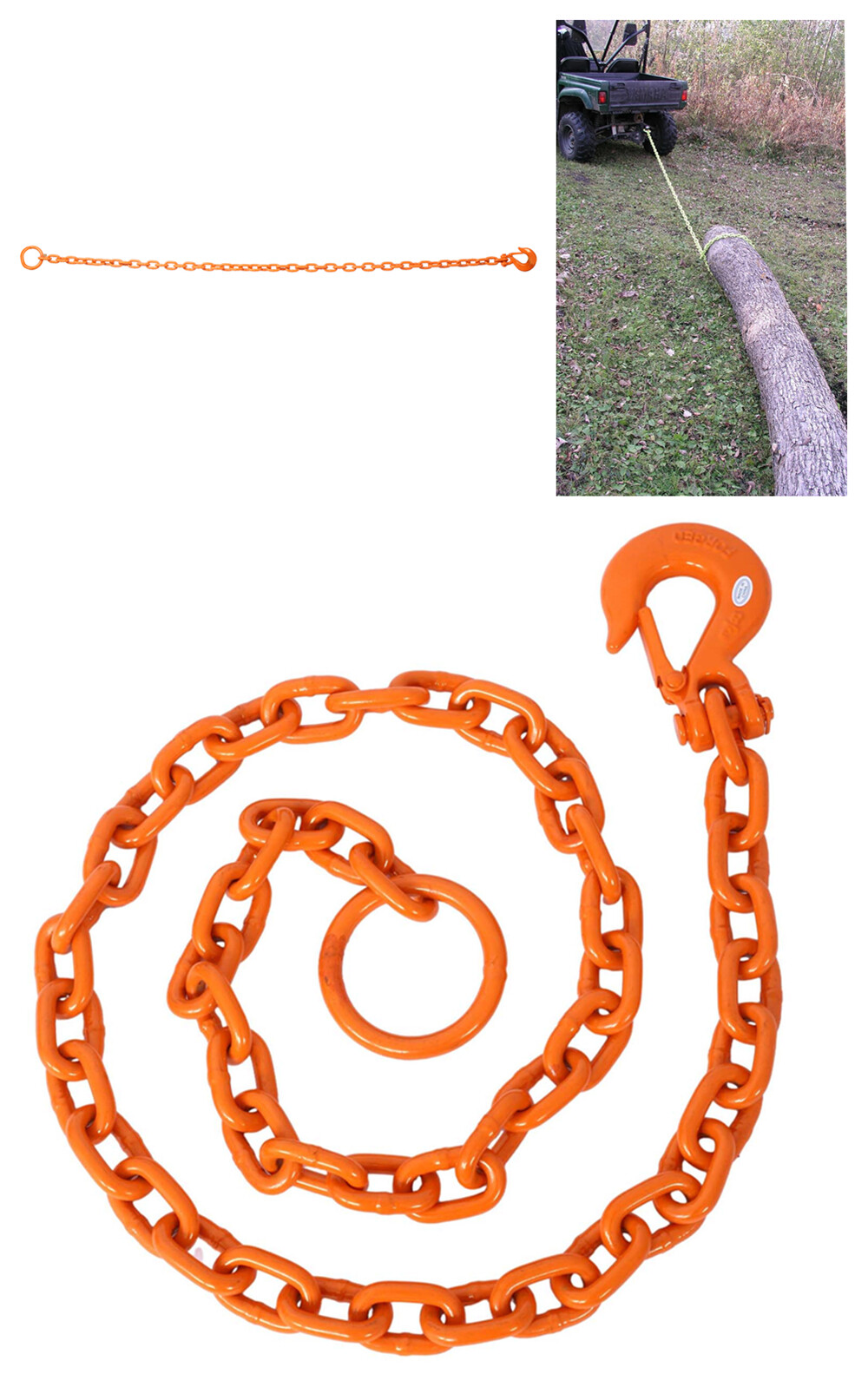 3/8" x 6' Heavy Duty Steel Tow Chain Automotive Truck Lifting Towing ...