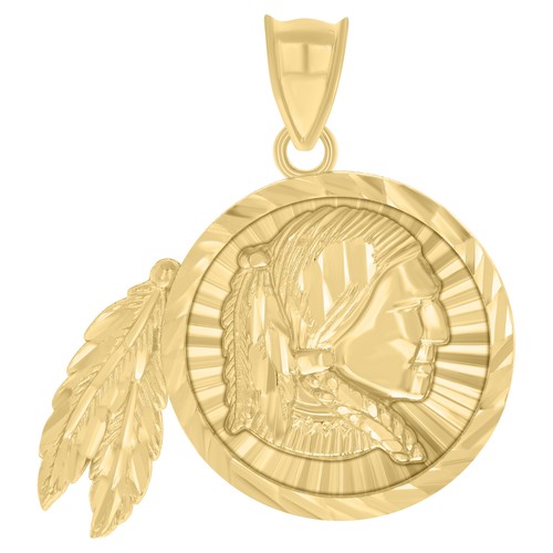 10kt Yellow Gold Native American Indian Chief Fashion Charm Pendant | eBay