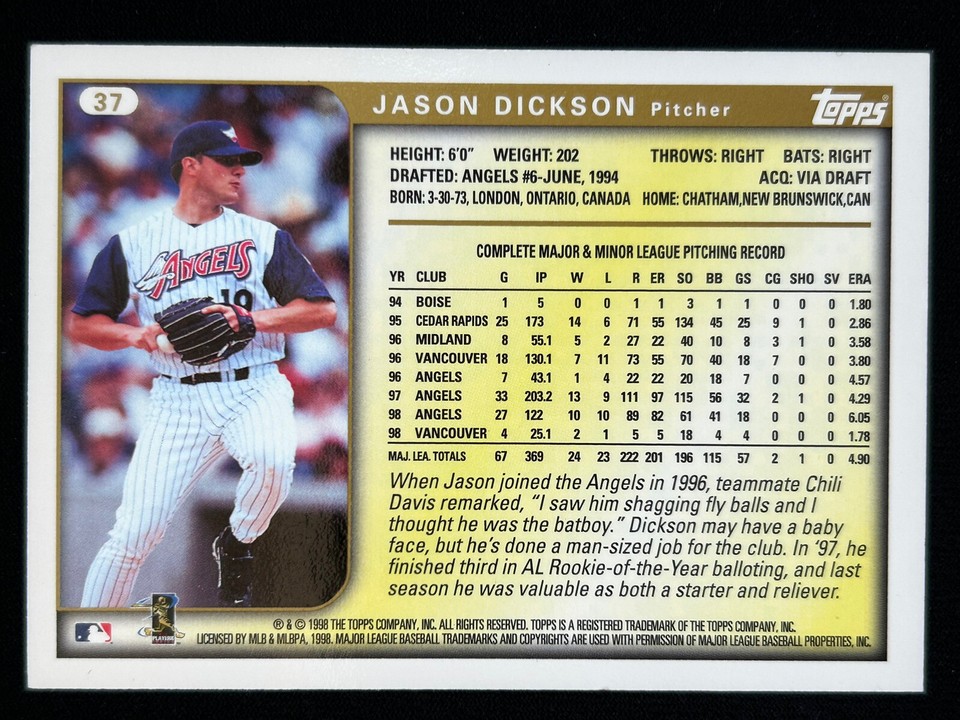 1999 Topps - #37 Jason Dickson | eBay