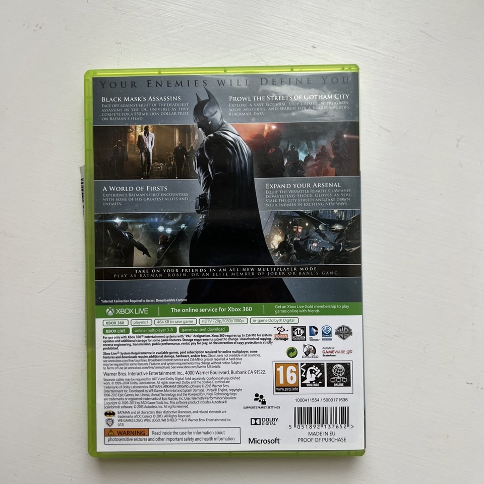 Batman: Arkham Origins - 2 Disc + DLC (Xbox 360, 2013) Tested ...