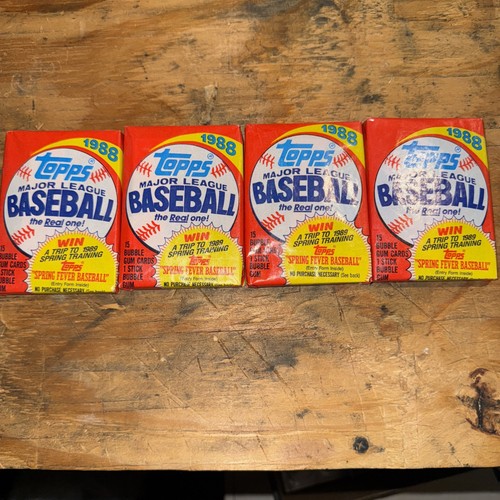 (4) 1988 Topps Baseball Wax Packs Lot Factory Sealed Packs - 15 Cards ...