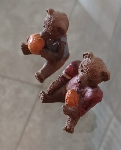 2 Resin Teddy Bears With Basketball And Football 2.2" Tall | eBay