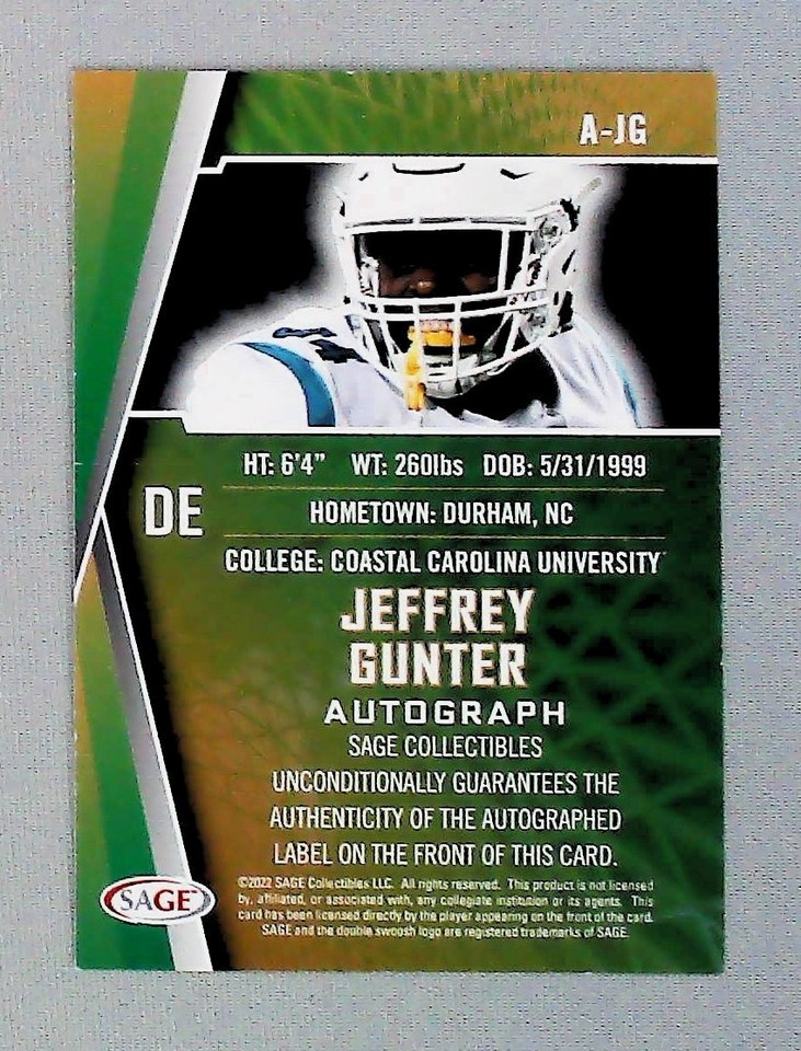 2022 Jeffrey Gunter Sage #A-JG AUTO | eBay