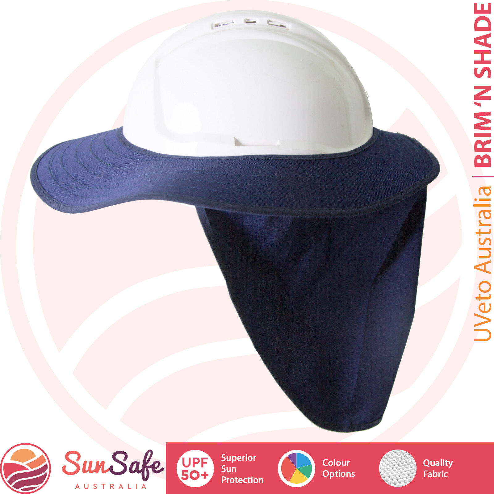 Hard Hat Helmet Brim with Flap Sun Shade UPF 50+ Brim 'N Shade UVeto ...