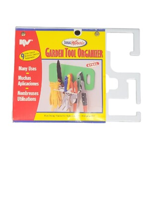 Strong Steel White Storage Rack Wall Mount Garden Tool Organizer ...