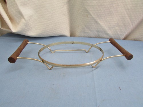 Vintage Pyrex Dish Stand Holder Casserole Atomic Double Burner Wood ...