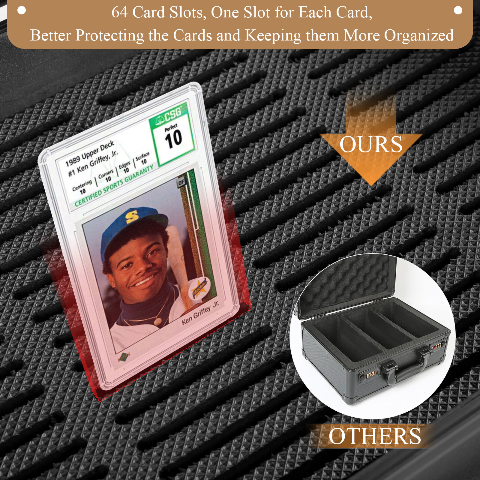 Graded Card Storage Box Case for 64 PSA/CSG/BGS Sport Trading Slabs ...