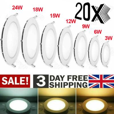 UK Ultra Slim Recessed LED Flat Panel Ceiling Spot Lights Downlights ...
