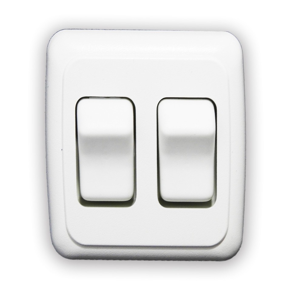 Double 2 Gang On-Off 12V White Light Switch | RV Camper Trailer Marine ...
