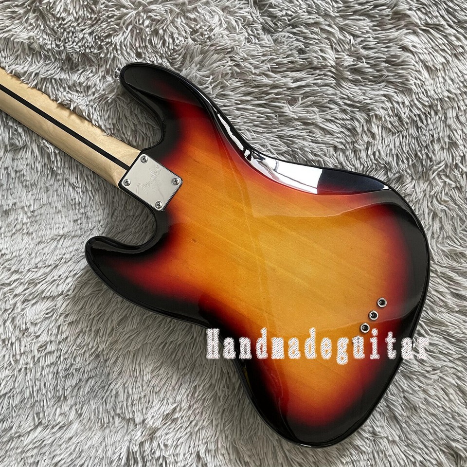70s 4 Strings Sunburst Color Jazz Electric Bass Guitar Maple Neck SS ...