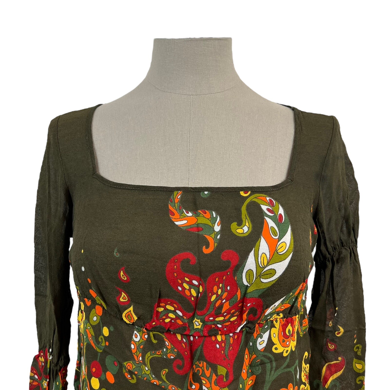 Y2k Luxury Miss Sixty Sheer Mesh Top Long Flared Slee… - Gem