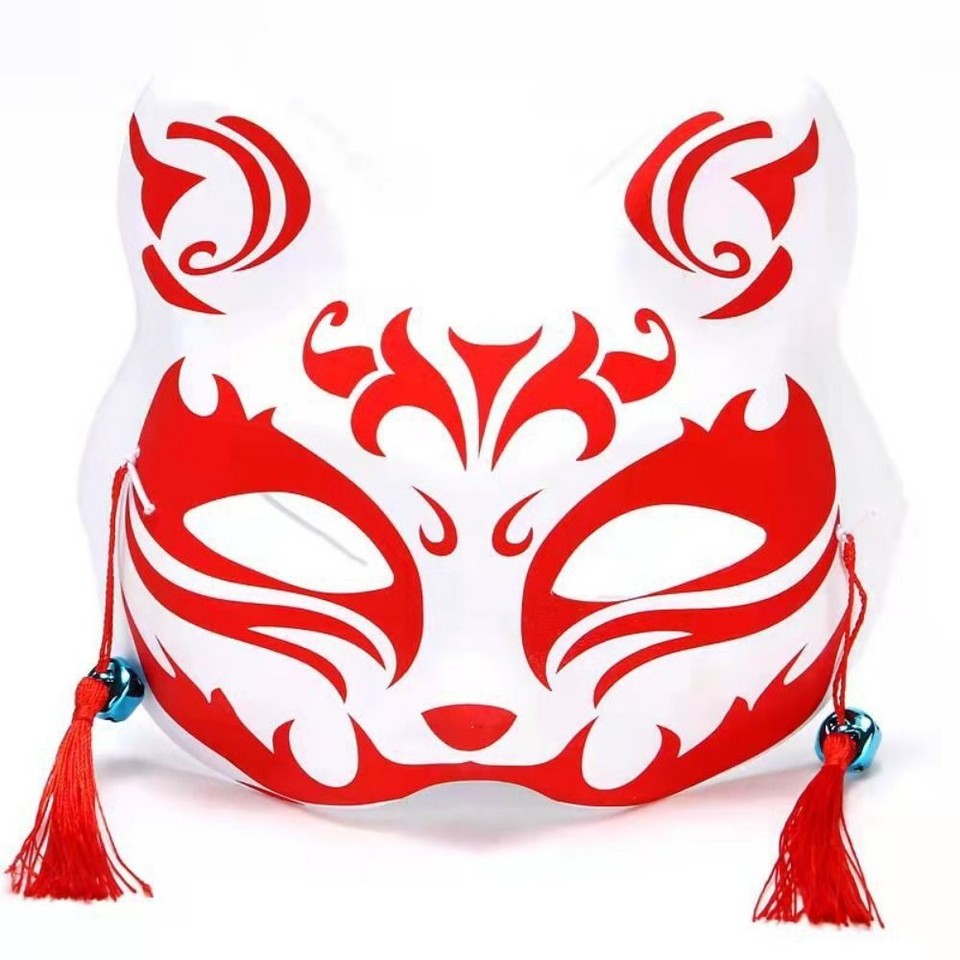 2Pcs Japanese Anime Foxes Mask Hand-Painted Half Face Masks Masquerade ...