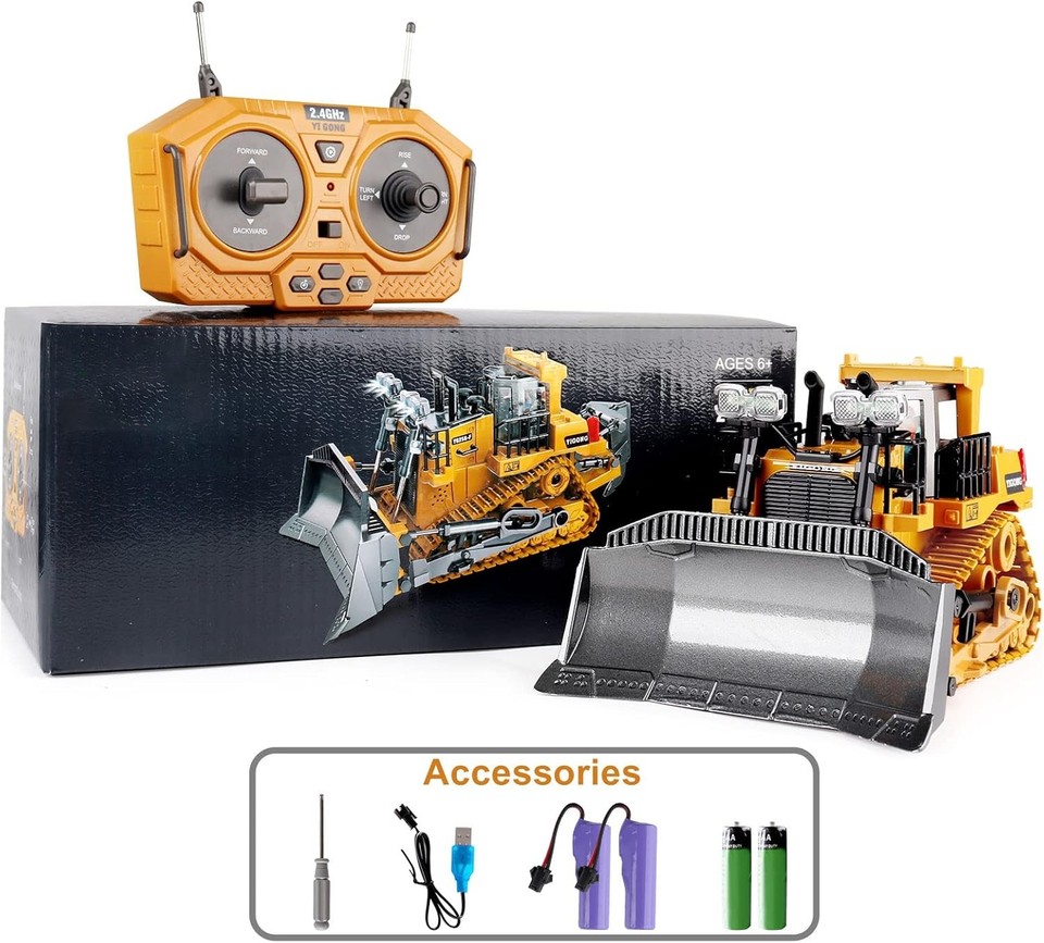 Rc Bulldozer Toys for Boys,Construction Remote Control Bulldozer with ...