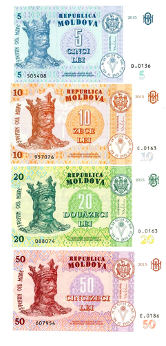 Moldova ... P-21-24 ... 5-50 Lei ... 2015 ... Choice *UNC* | eBay
