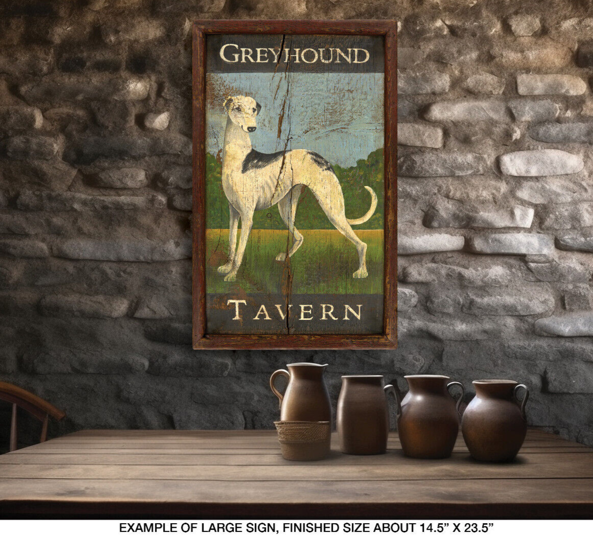 Vintage Pub Sign "Greyhound Tavern" Dog Art- Antique Look, Repro of ...