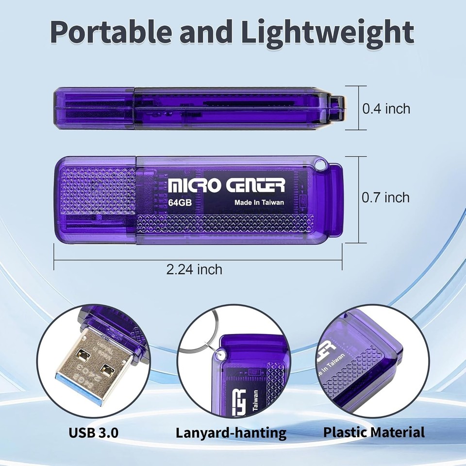 Micro Center 64GB USB 3.0 Flash Drive 5-Pack | SuperSpeed Memory Stick ...