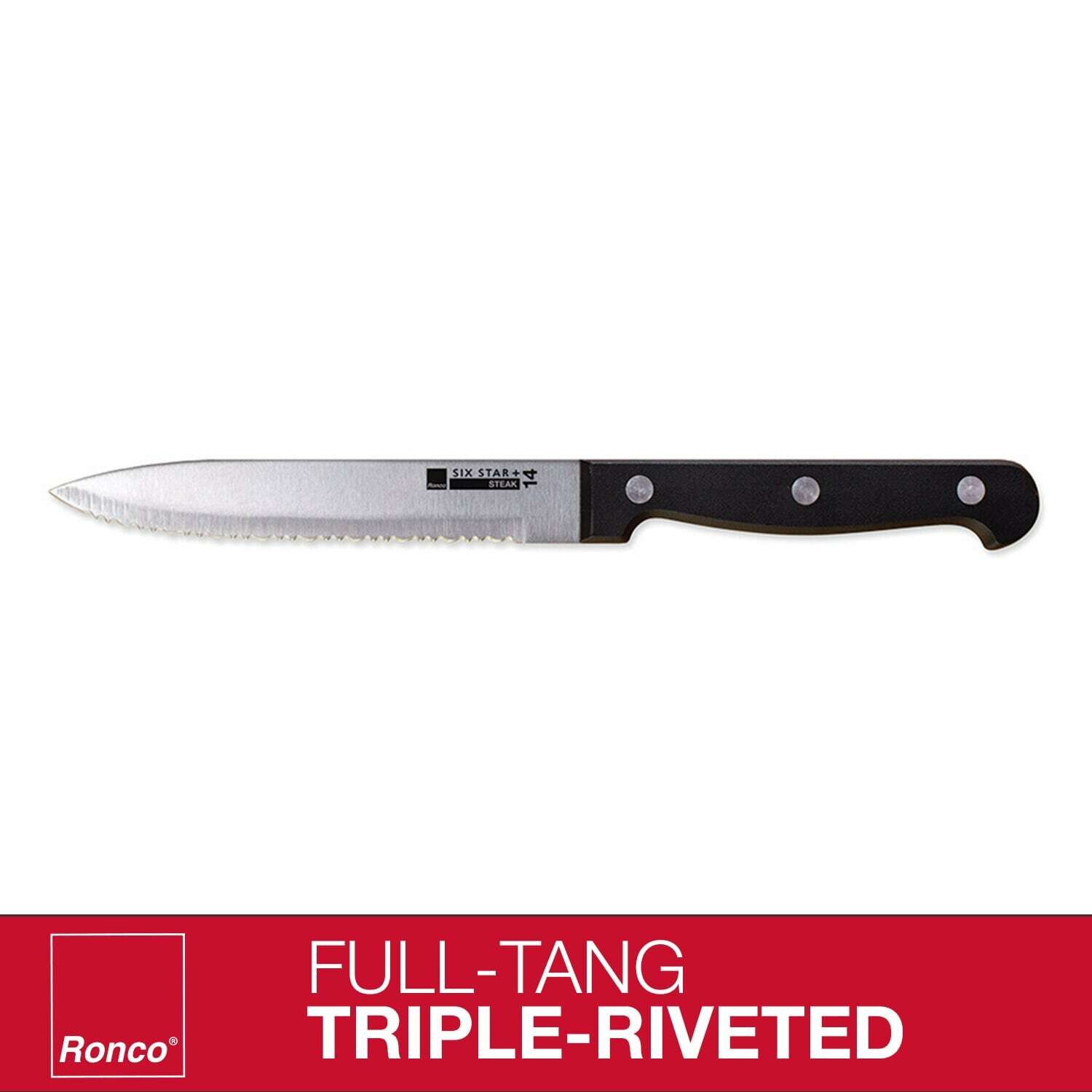 Ronco 4 Piece Steak Knife Set,Stainless-Steel Serrated Blades, Full ...