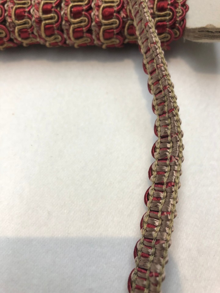 Red with Taupe Decorative Scroll Style Braid Gimp Trim | eBay