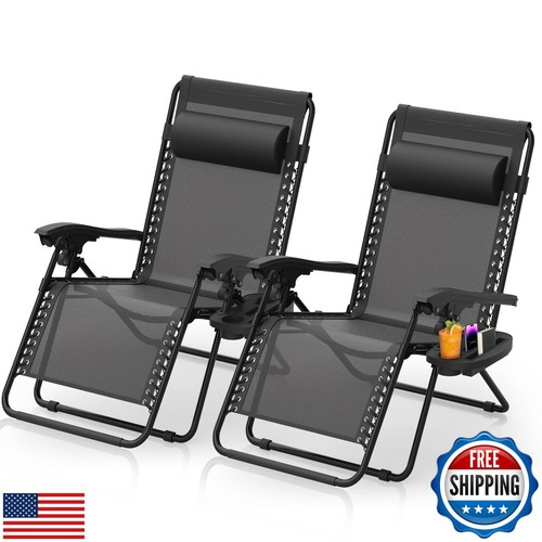 Suteck Zero Gravity Chairs Set of 2, Zero Gravity Lounge Chair w ...