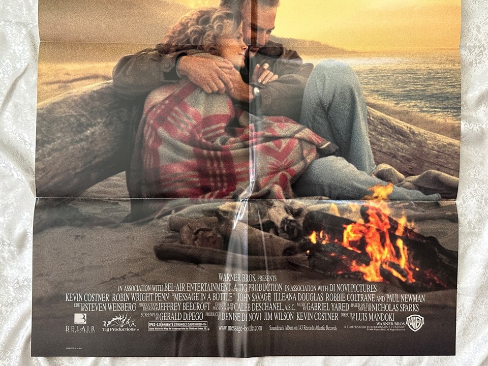 1999 MESSAGE IN A BOTTLE Movie Poster Kevin Costner Robin Wright Penn ...