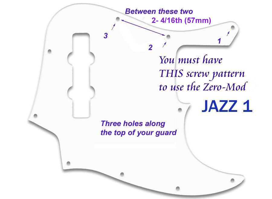 Zero Mod Jazz1 Thumb Rest / Tug Bar for Fender Jazz Bass - No Mods NO ...