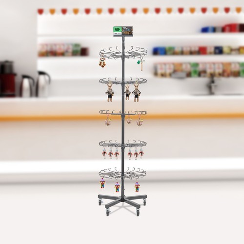 5-tier Display Rack with 20 Hooks, Hat Display Rack w/ Wheels, Hat ...