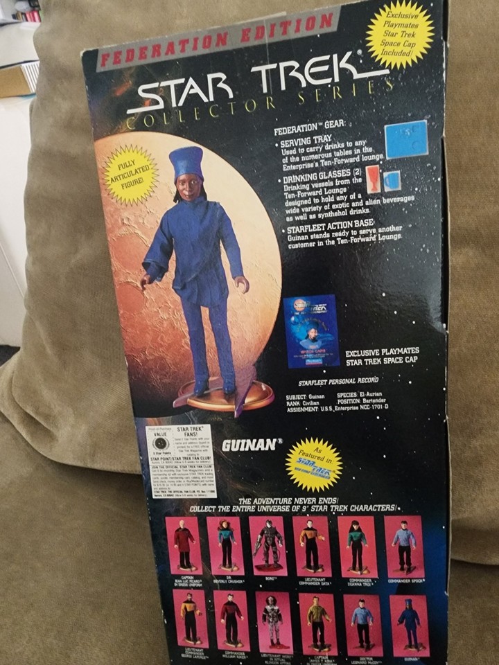 PLAYMATES STAR TREK GUINAN 9" VINTAGE ACTION FIGURE FEDERATION EDITION ...