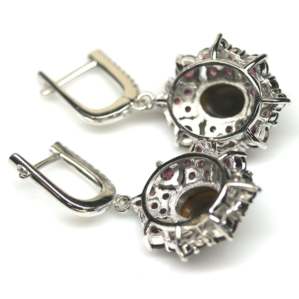 925 Sterling Silver Fancy Color Play Black Opal & Rhodolite Garnet ...