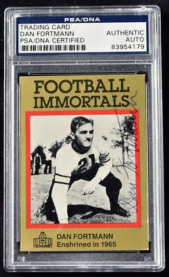 Dan Fortmann Signed Autographed 1985 Football Immortals Football Card ...