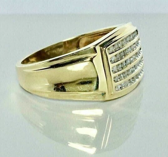 2.00Ct Round Cut Lab Created Diamond Wedding Men's Ring 14K Yellow Gold ...