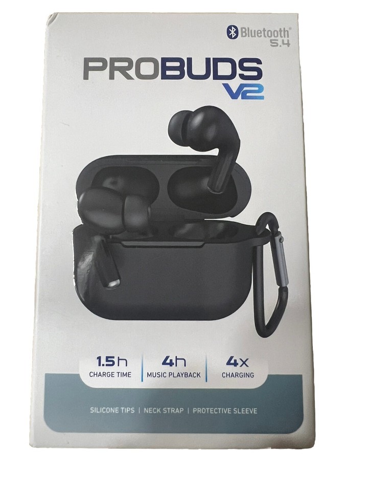 Black ProBuds V2 Auto-Pairing. Built-In Mic Earbuds. Bluetooth. | eBay