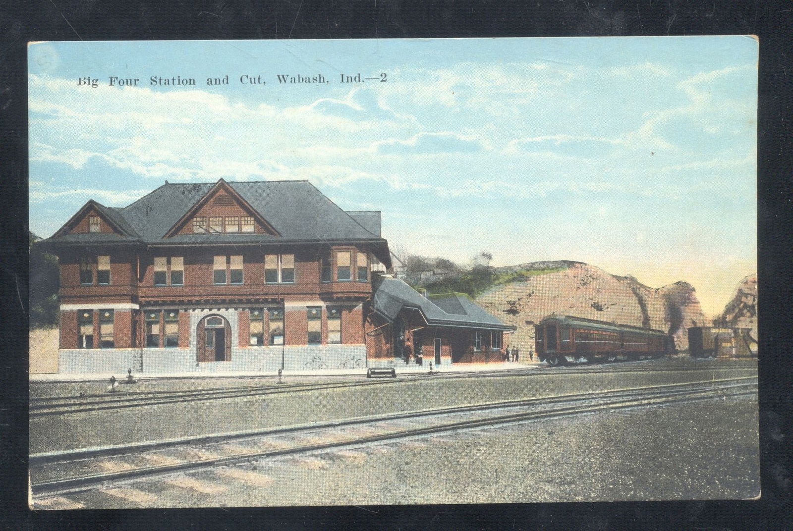 WABASH INDIANA BIG FOUR RAILROAD DEPOT TRAIN STATION VINTAGE POSTCARD ...