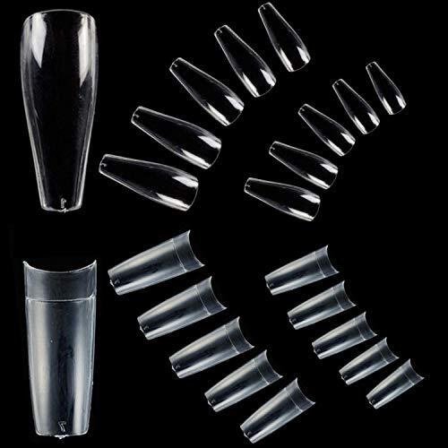 1000pcs Clear False Nails Extension Tips Half Cover 500pcs Clear Mixed ...