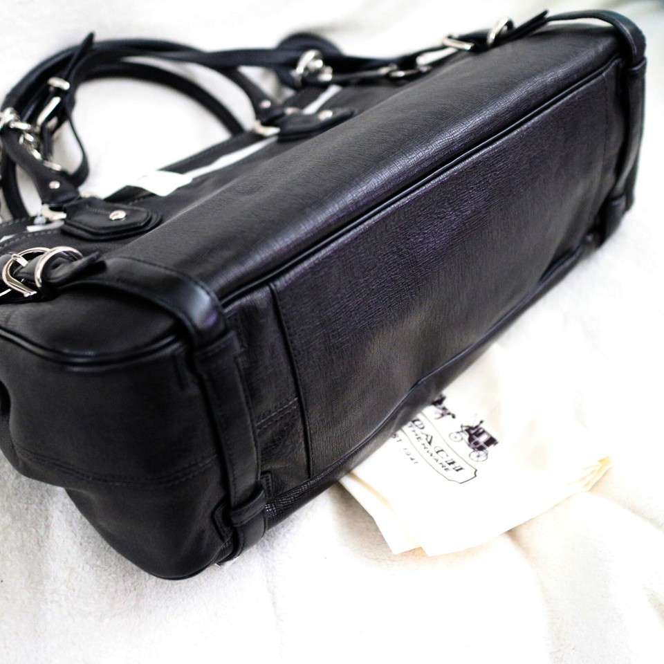 NWT COACH 16753 Sierra Black Textured Leather XL Carryall Shoulder Bag ...