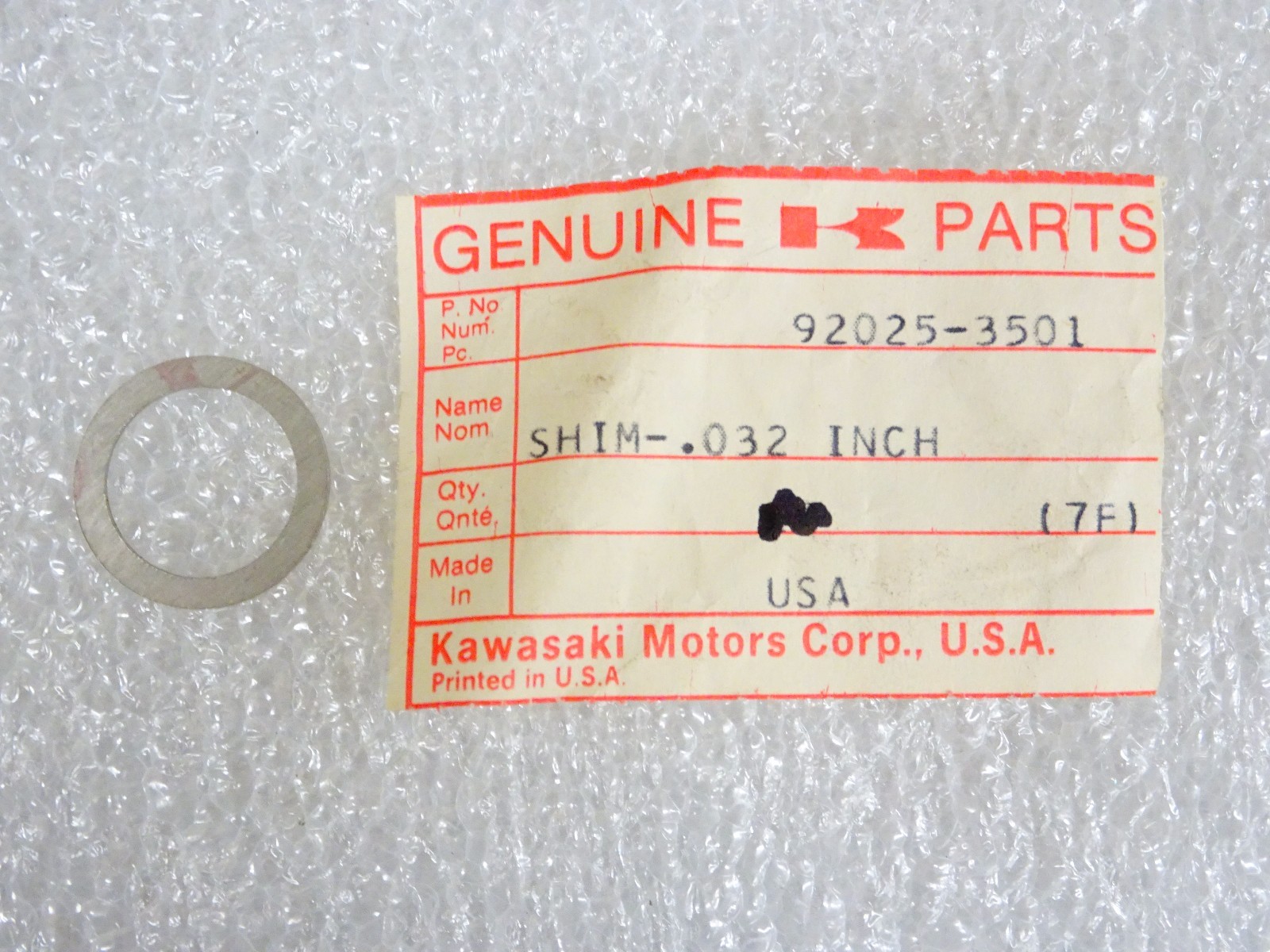 Kawasaki NOS NEW 92025-3501 Shim .32T Intruder Invader Snowmobile Snow ...