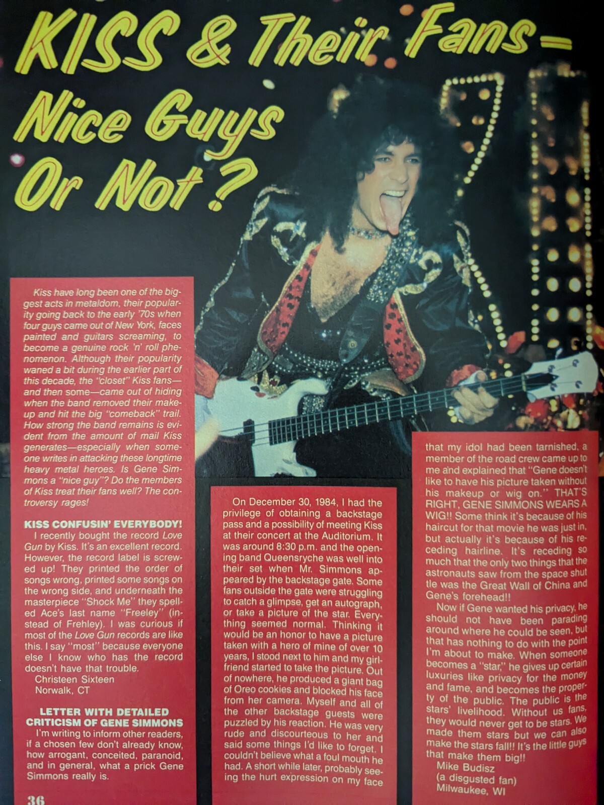 Creem Magazine 1986 Metal Letters Motley Crue, KISS, Van Halen, Ratt ...