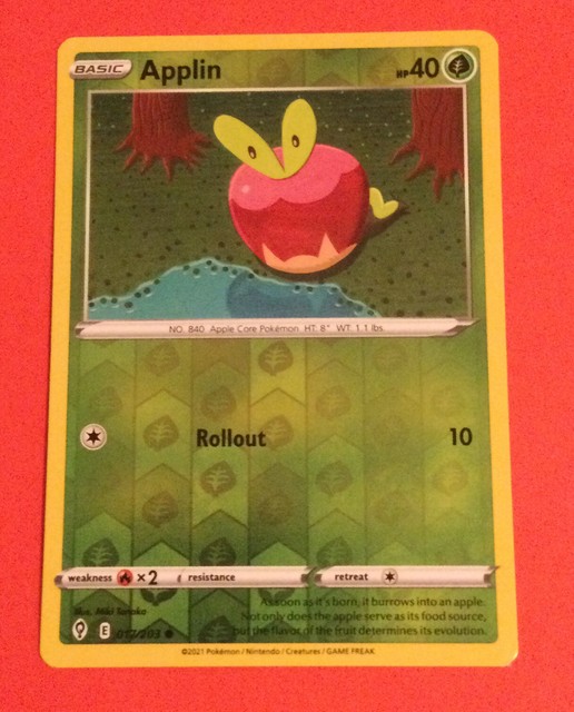 Pokémon TCG Applin Evolving Skies 017/203 Reverse Holo Common for sale ...