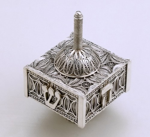 Large Filigree St Silver Hanukkah Dreidel w/ Open Top, Chanukah Judaica ...