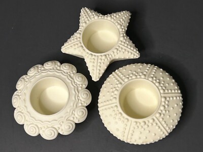 Partylite Sea Drifters P7103 Bisque Tealight Candle Holder Set Of 3 ...