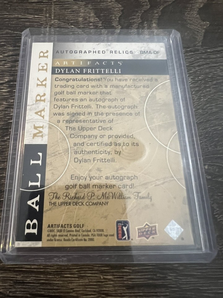 2021 Upper Deck DYLAN FRITTELLI 7/25 Auto Relic Golf Ball Marker ...