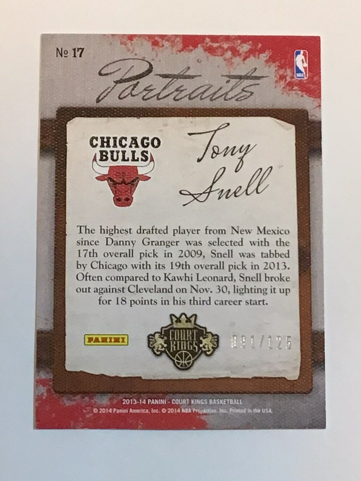 2013-14 Panini Court Kings Tony Snell Rookie Portraits #91/125 | eBay