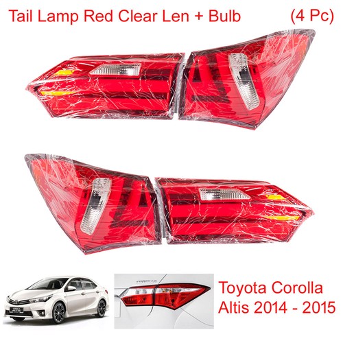Tail Light Lamp Red Clear Len + Bulb 4 Pc Fits Toyota Corolla Altis ...