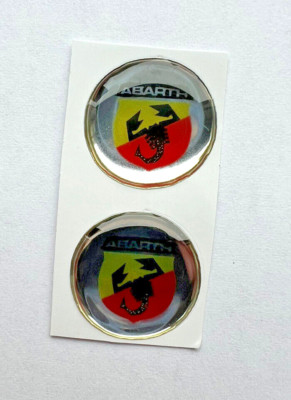 ABARTH key sticker badge x 2 14mm gel type 500 punto 124 500C FIAT ...
