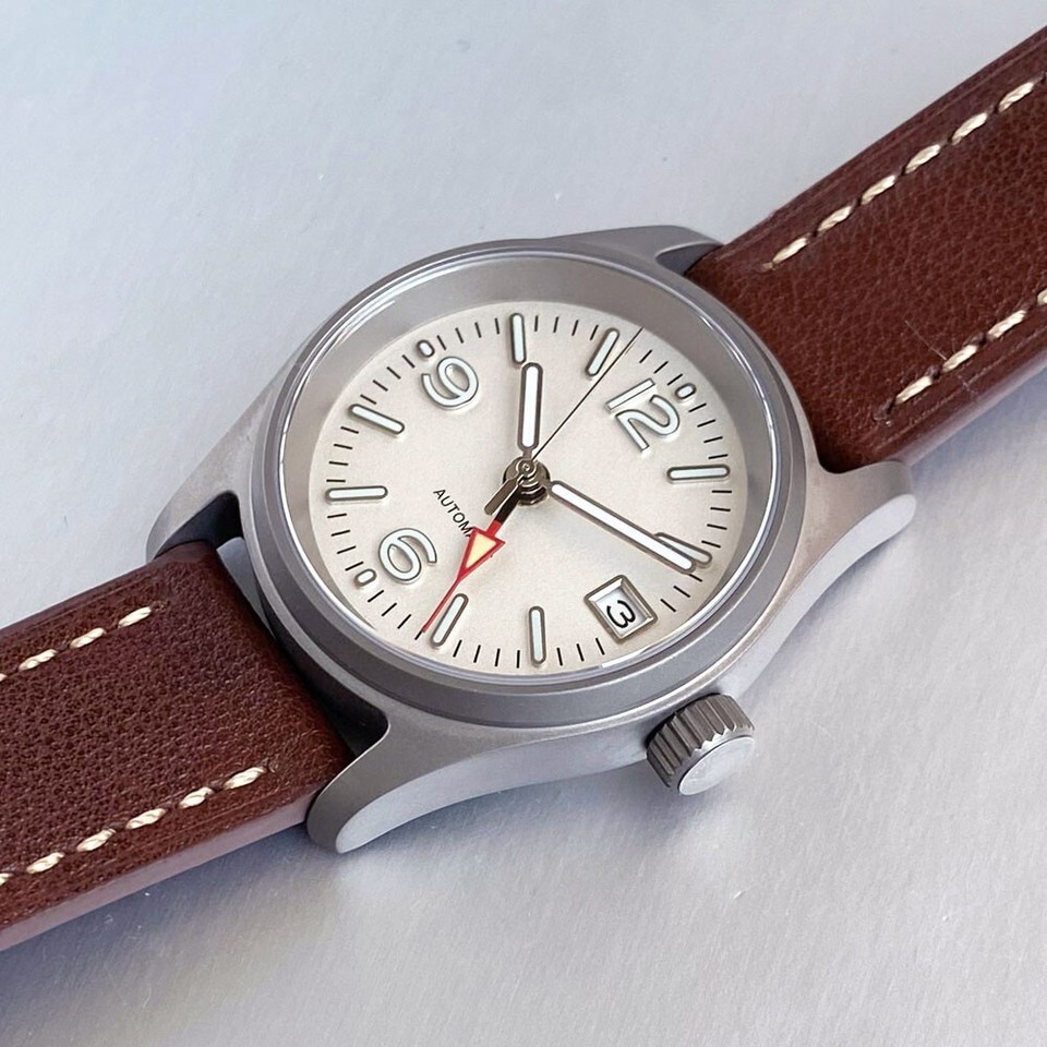 Titanium 36mm Pilot 200M Dive NH34 GMT Men Automatic Watch White Dial ...