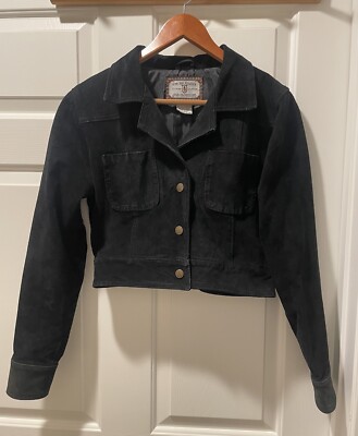 Vintage D’Mode Classix Jacket Leather Suede 80s Black Cropped Snap ...