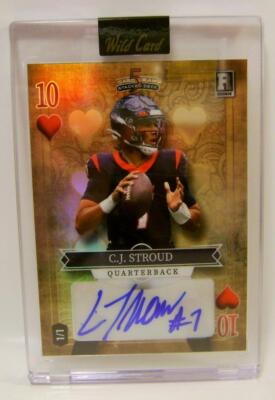 CJ STROUD RC GOLD TRUE 1/1 AUTO FOOTBALL WILD CARD FIVE CARD DRAW ...